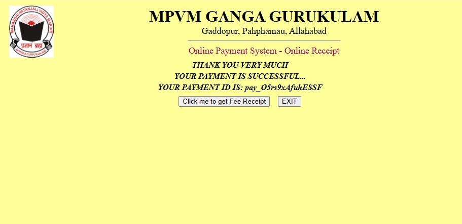 MPVMGG - Online Fee For The Session 2021-22